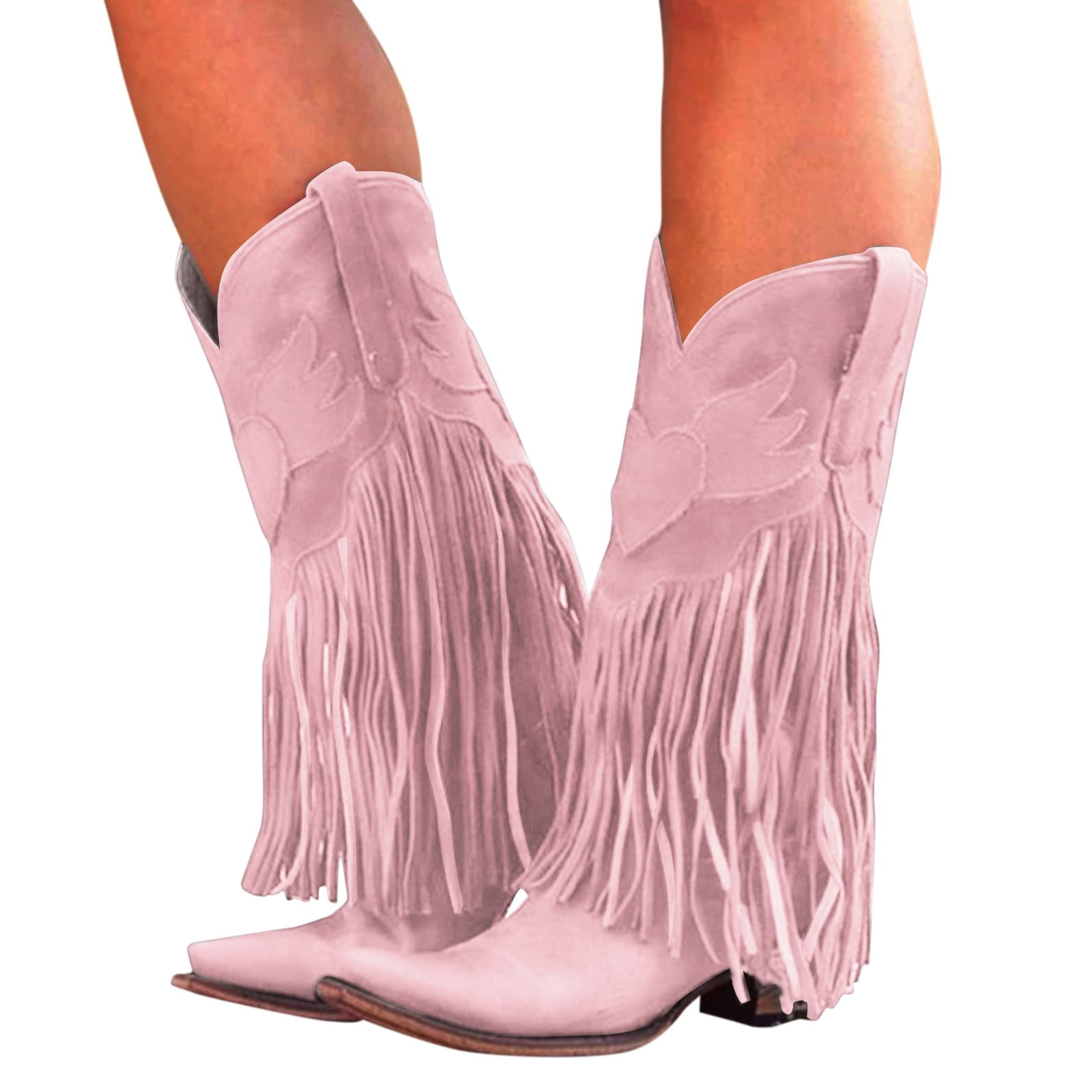 Cowboy Boots for Women Fringe Western Boots Wide Calf Riding Cowgirl ...