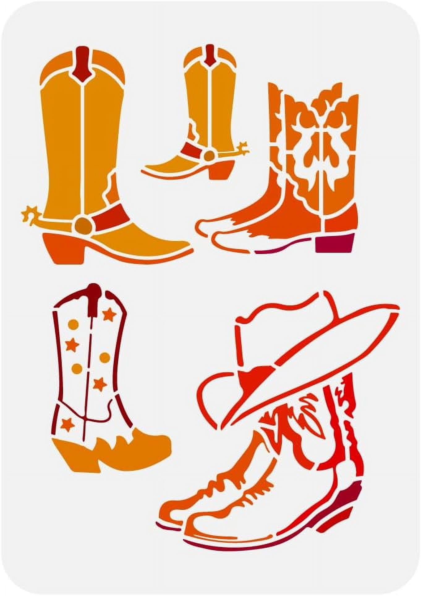 Cowboy Boots and Hat Painting Stencil 8.3x11.7 Western Cowboy Themes ...