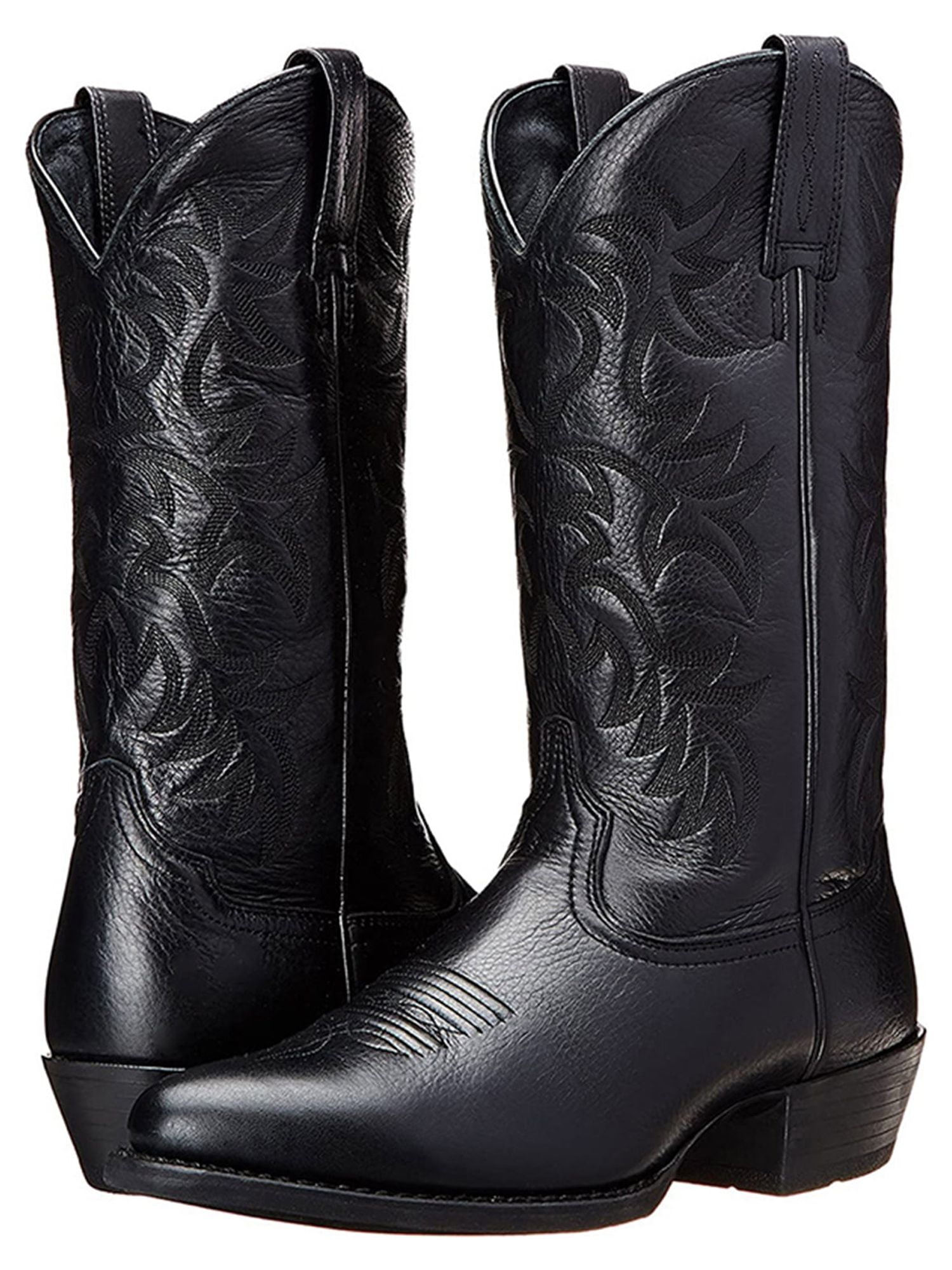 Cowboy Boots for Men Comfortable Mid Calf Boot Embroidered Cowboy Shoes Black 13 - Walmart.com