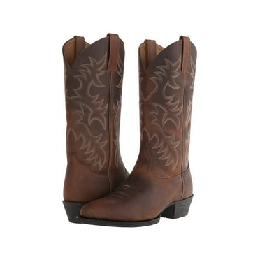 Cowboy Boots for Men Comfortable Mid Calf Boot Embroidered Cowboy Shoes ...