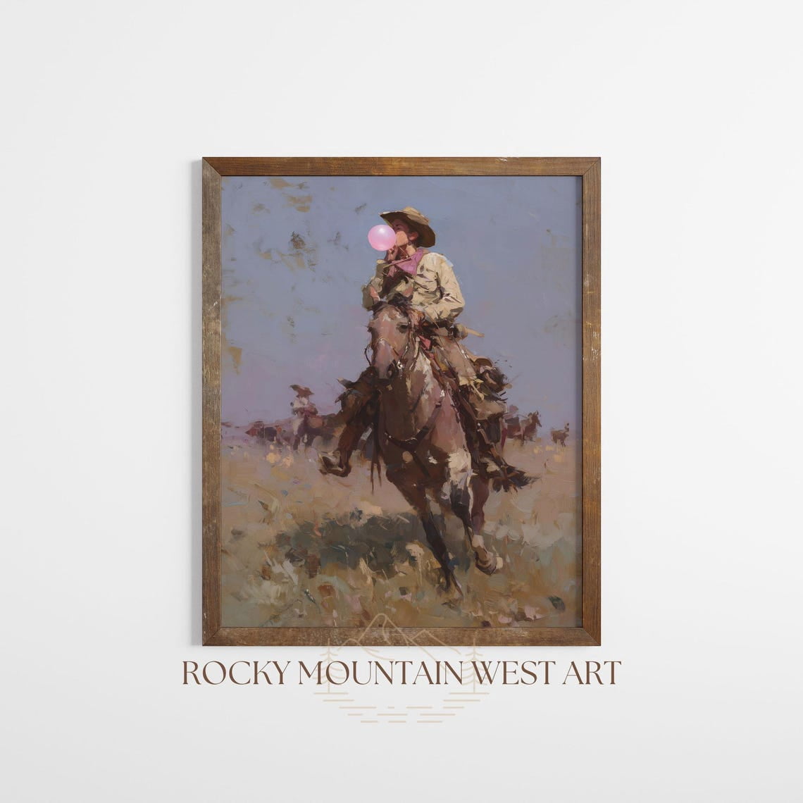 Cowboy Bubblegum Print Western Wall Art Horseback Cowboy Poster Rustic ...