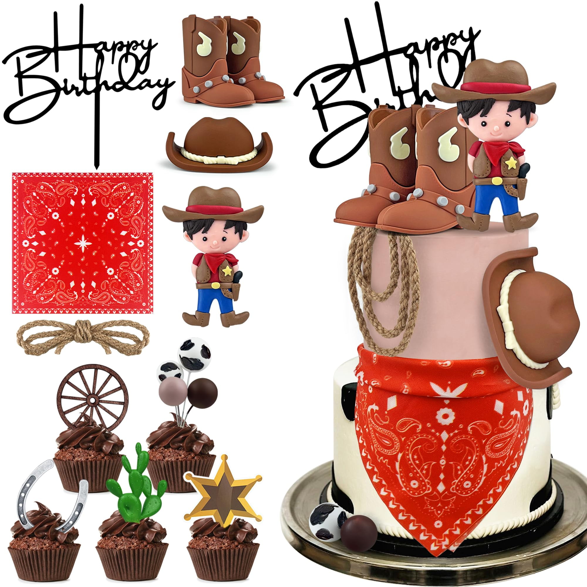 Cowboy Cake Decorations Cowboy Hat and RST1 Boot Cake Toppers Western ...