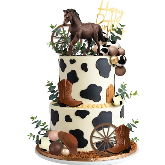 Cowboy Cake Topper Brown Ball Horse Boho Grass Artificial Eucalyptus ...