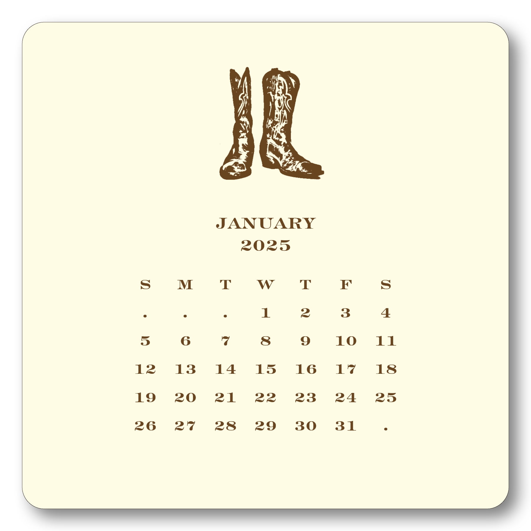 Cowboy Calendar with Easel - Walmart.com