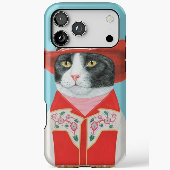 Cowboy Cat Art Protective Cover for iPhone 11 12 13 14 15 16 17 Pro Max ...