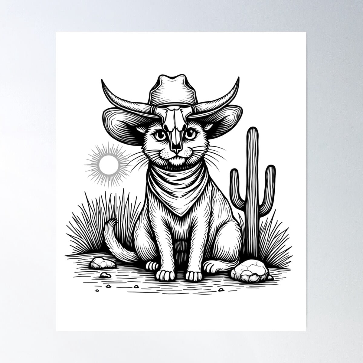 Cowboy Cat Â€“ Western Vintage Feline Design Poster Wall Art, Modern ...