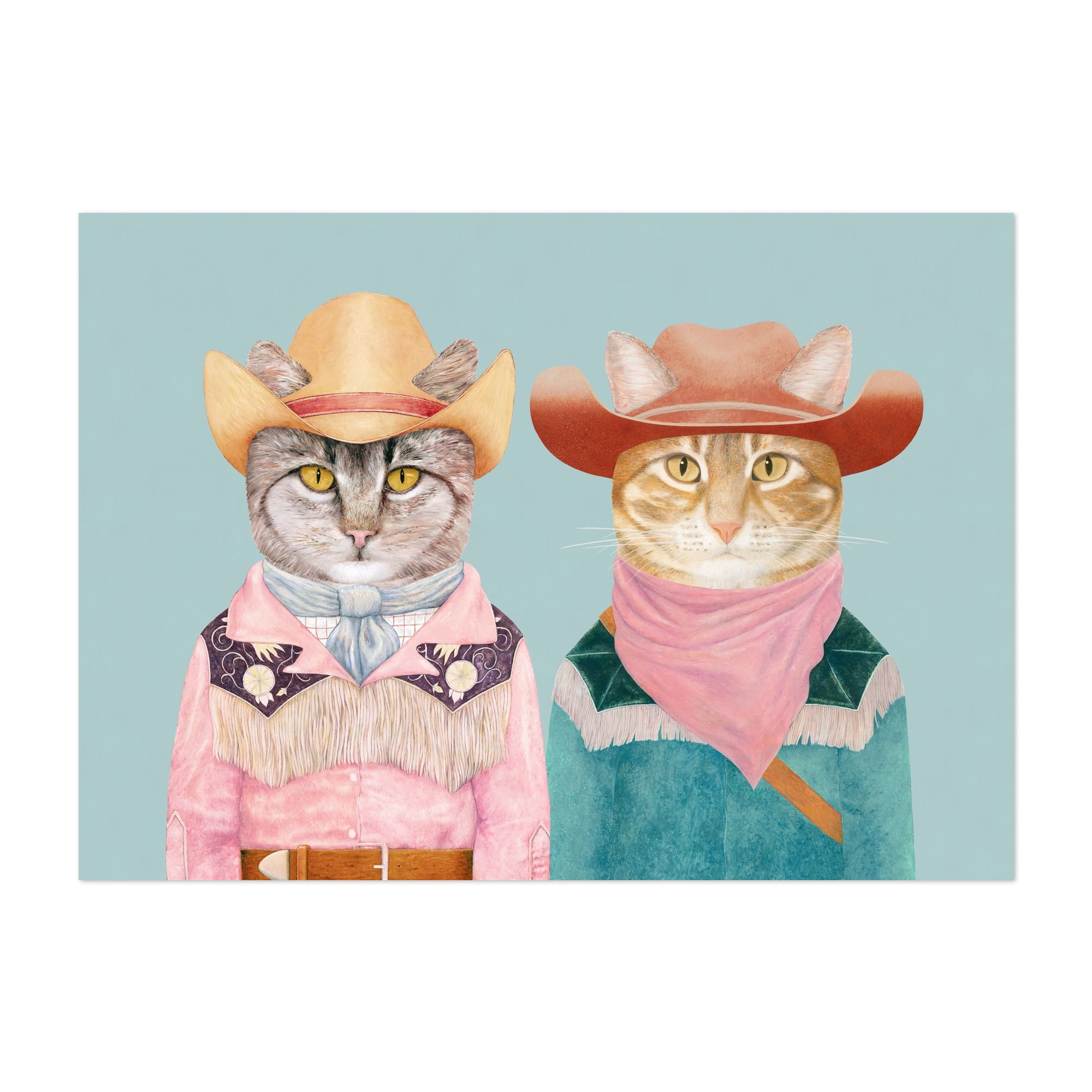 Cowboy Cats - Painting Cowboy Cat Animal Western Humor Illustration ...