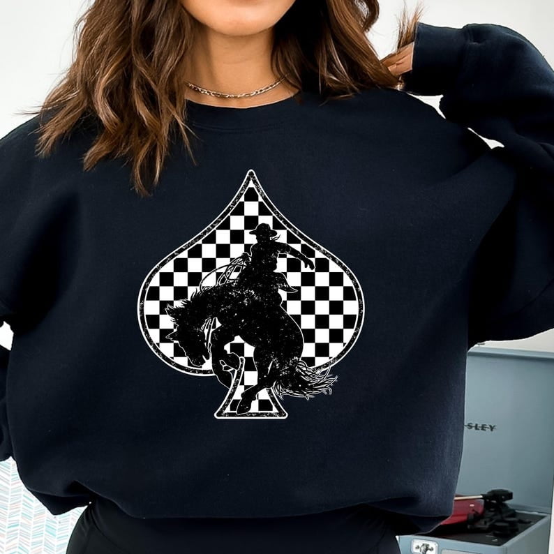 Cowboy Checkered Sweatshirt, Cozy Farmwear Sweater - Sizes S-5XL ...