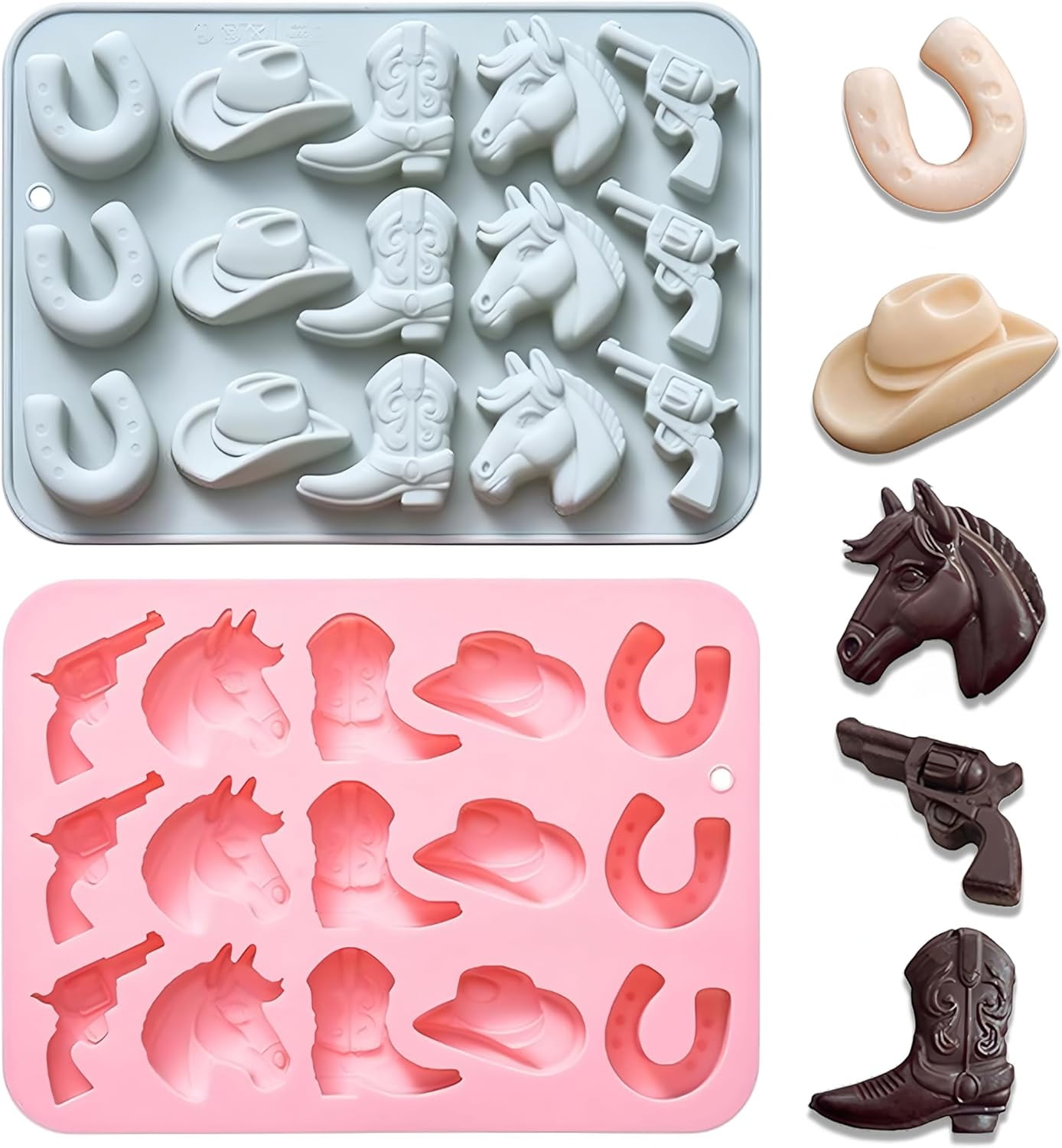 Cowboy Chocolate Molds,2PCS Cowboy Silicone Mold,Cowboys Hat Boot Horse ...