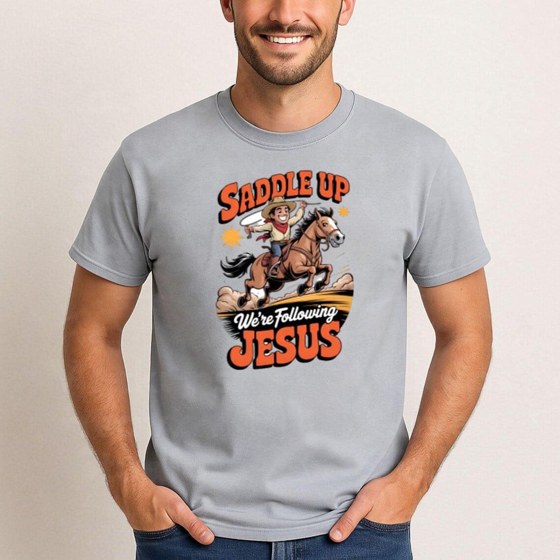 Cowboy Christ T-shirt with Western Faith and Saddle Up Spirit, for men ...