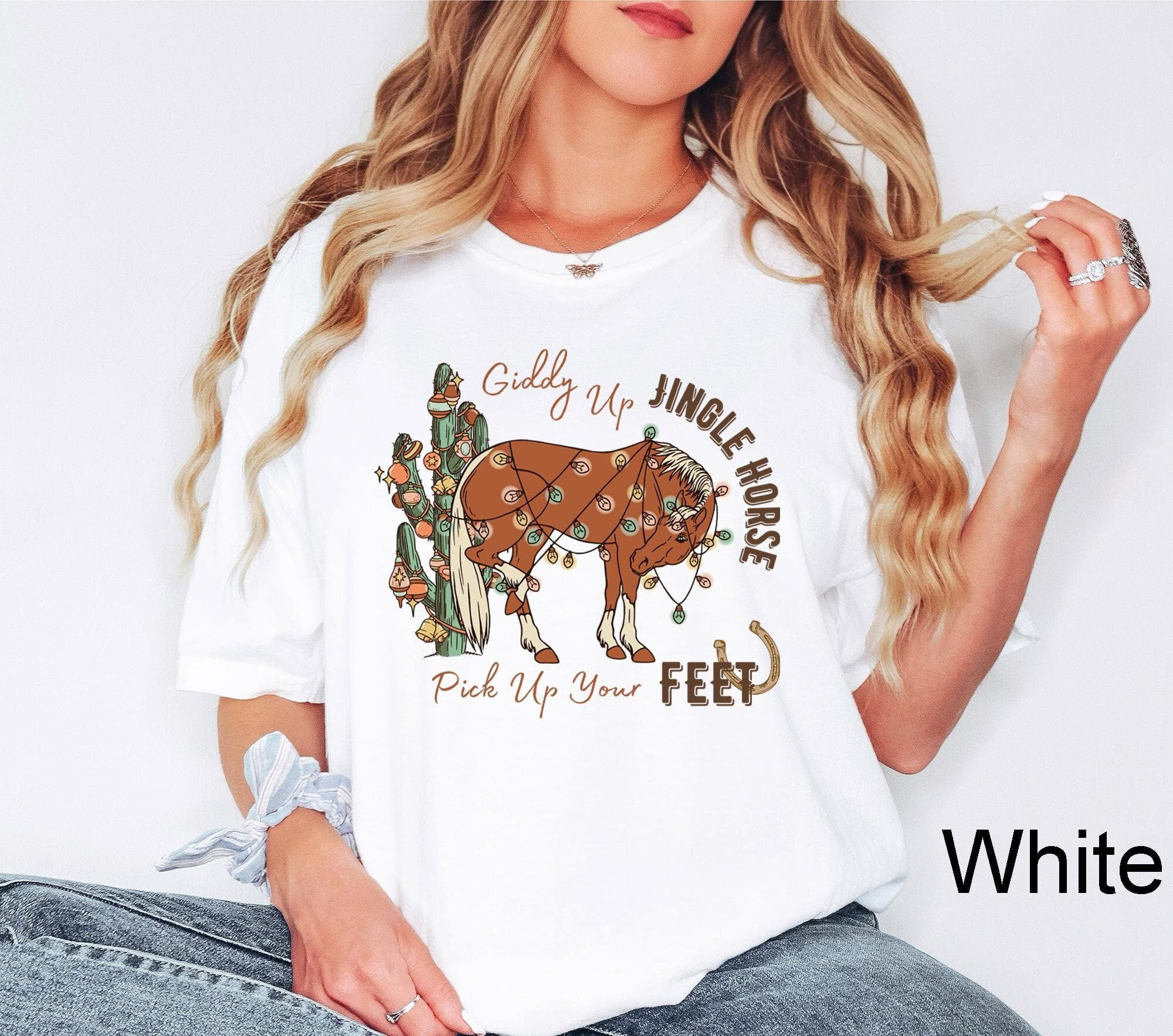 Cowboy Christmas Shirt, Giddy Up Jingle Horse Pick Up Your Feet, Howdy ...