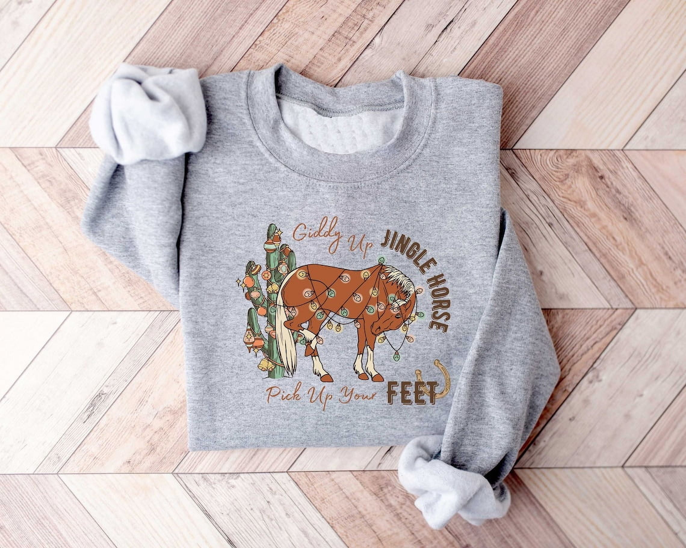 Cowboy Christmas Sweater, Giddy Up Jingle Horse Pick Up Your Feet, Howdy Country Christmas Horse ...