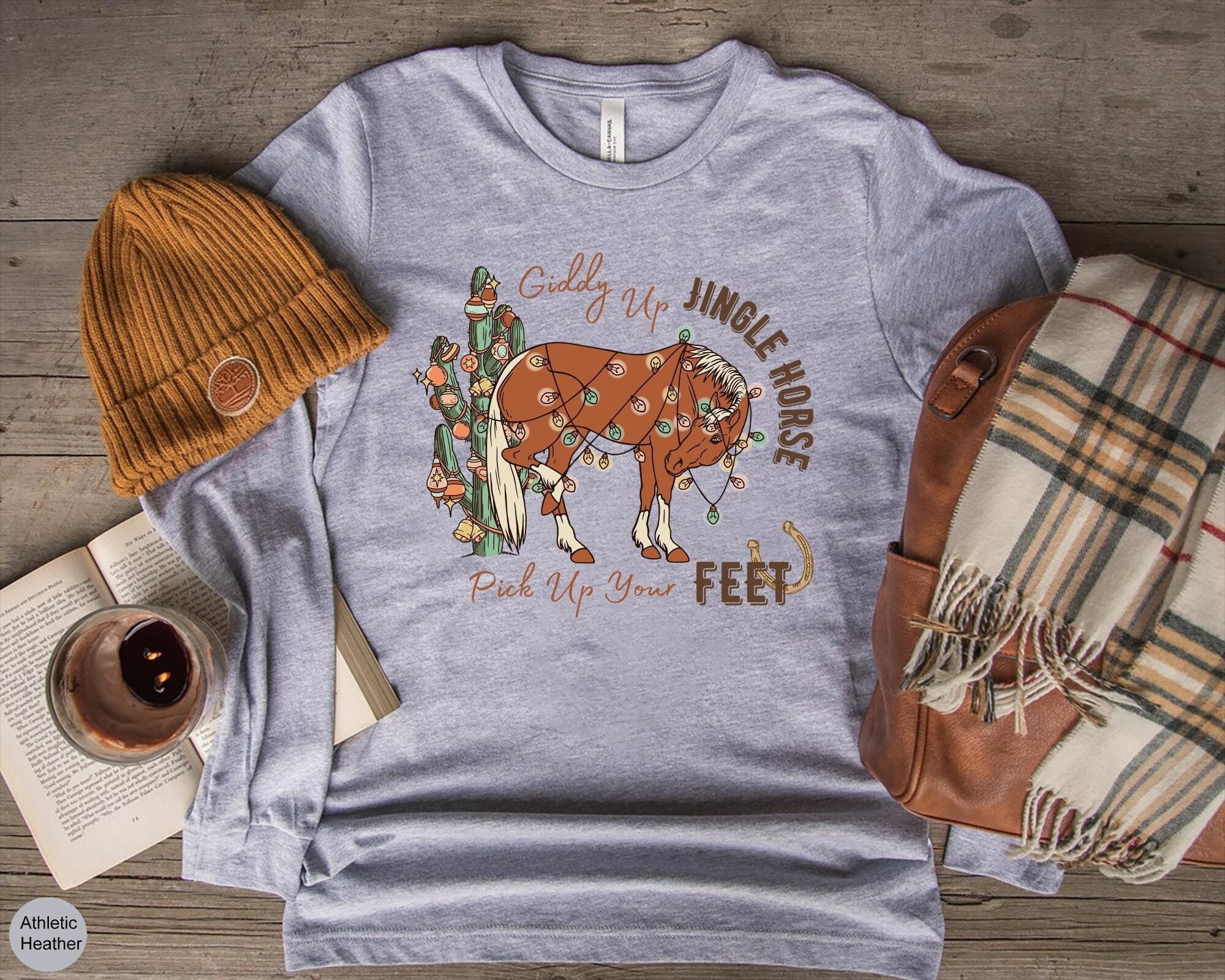 Cowboy Christmas T-Shirt, Giddy Up Jingle Horse Pick Up Your Feet ...