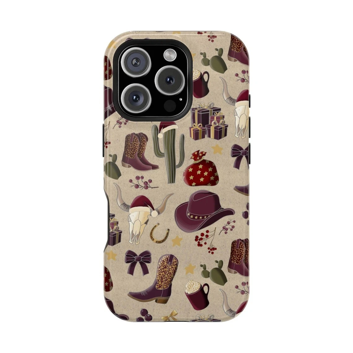 Cowboy Christmas Vibe Protective Cover for iPhone 11 12 13 14 15 16 17 ...