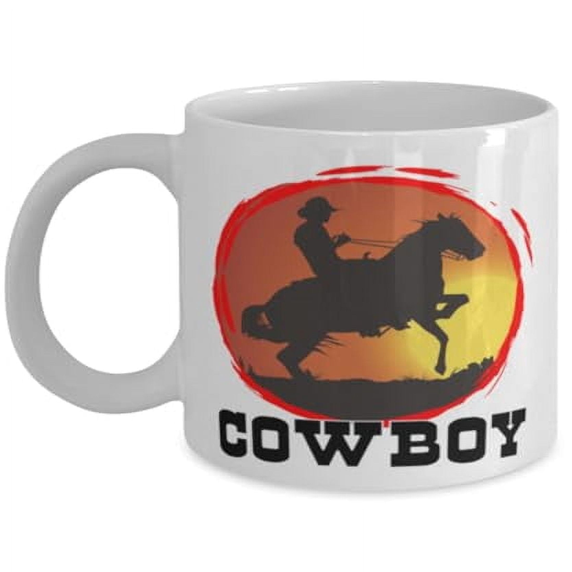 Cowboy 11 oz Coffee Mug - Western Horse Riding White Ceramic Gift ...