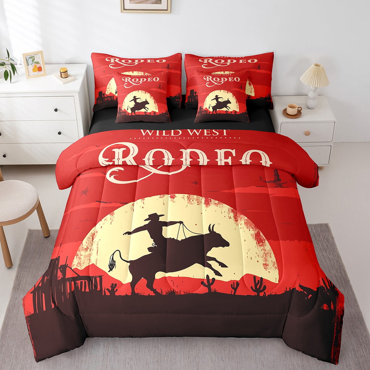 Cowboy Comforter Set 7 Piece Bed in a Bag Twin,Western Rodeo Bedding ...