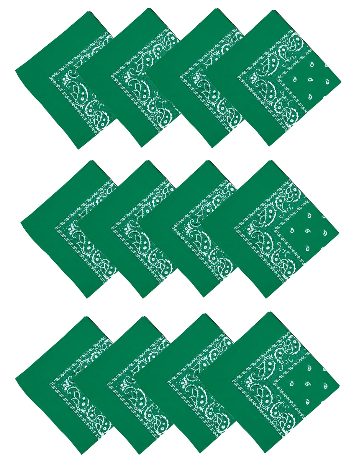 Cowboy Cotton Dozen Bandana Scarf Paisley Solid 12 Pack, Paisley Lt ...