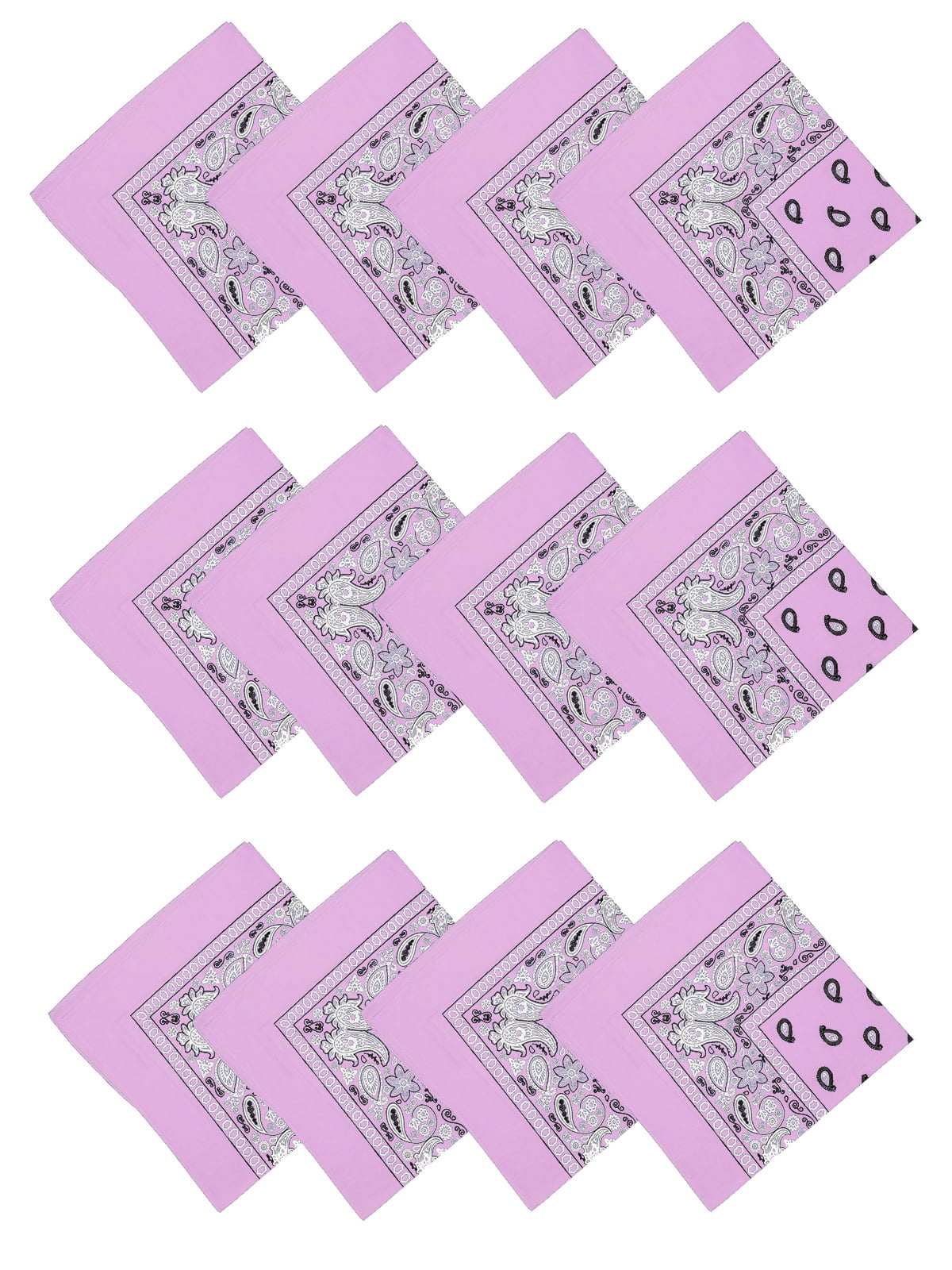 Cowboy Cotton Dozen Bandana Scarf Paisley Solid 12 Pack, Paisley Pink ...