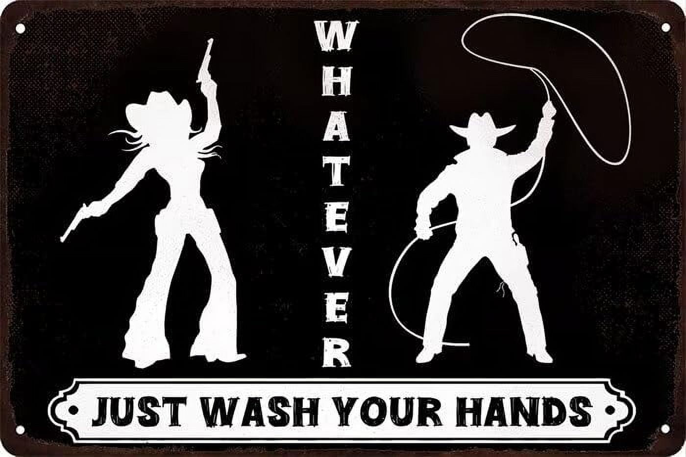 Cowboy Cowgirl Bathroom Metal Sign, Vintage Restroom Door Sign Funny ...