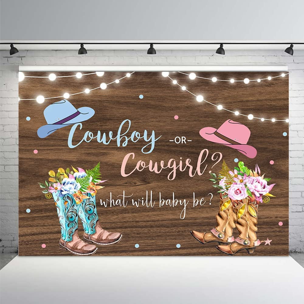 Cowboy or Cowgirl Western Gender Reveal Backdrop He or She What Will ...