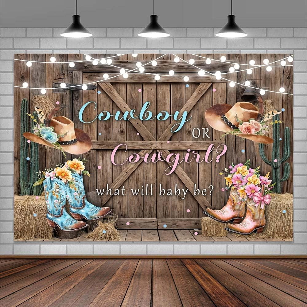Cowboy or Cowgirl Western Gender Reveal Backdrop What Will Baby Be ...