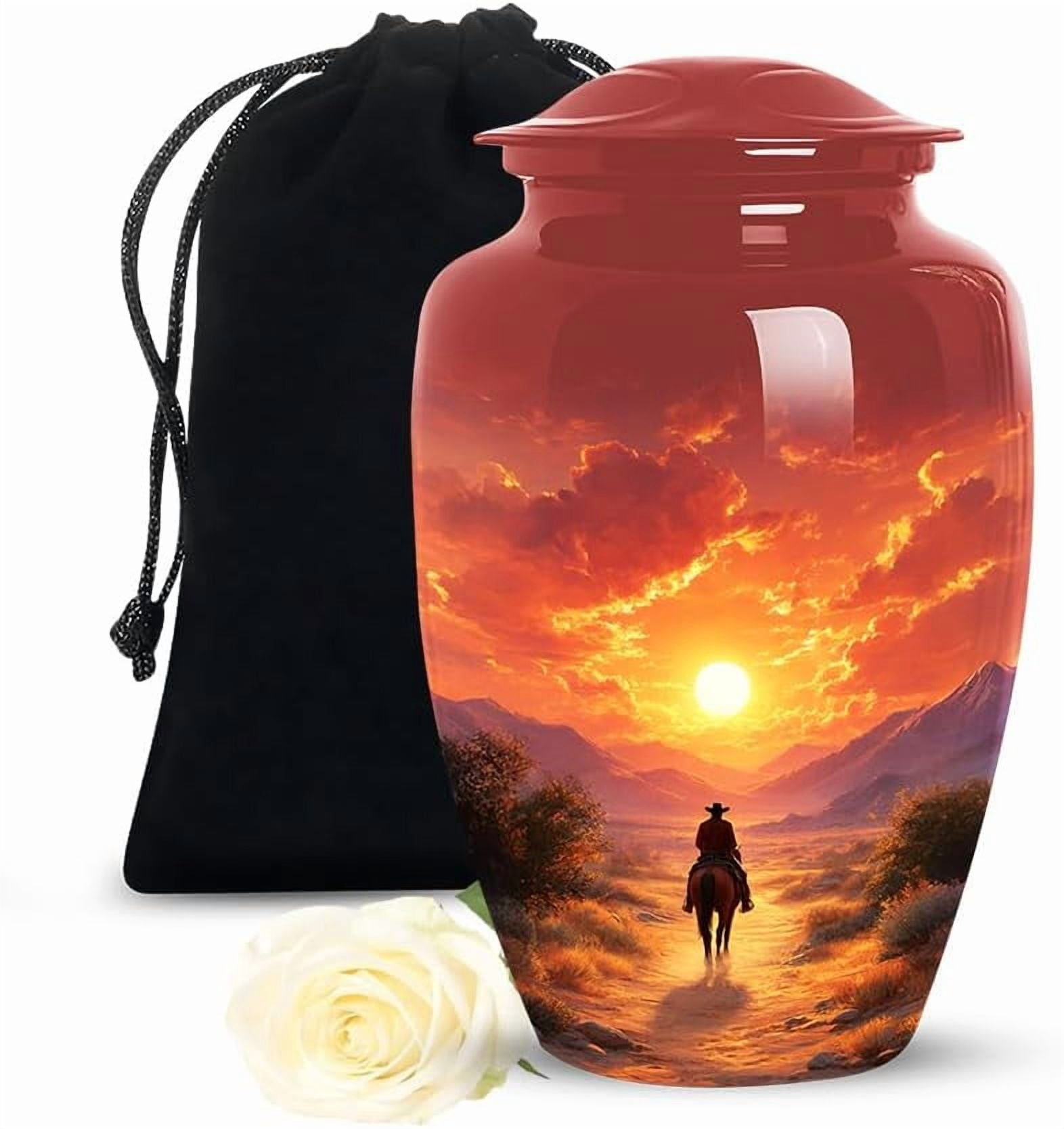 Cowboy Cremation Urn For Human Ash, Horse Rider Decorative Urns For ...
