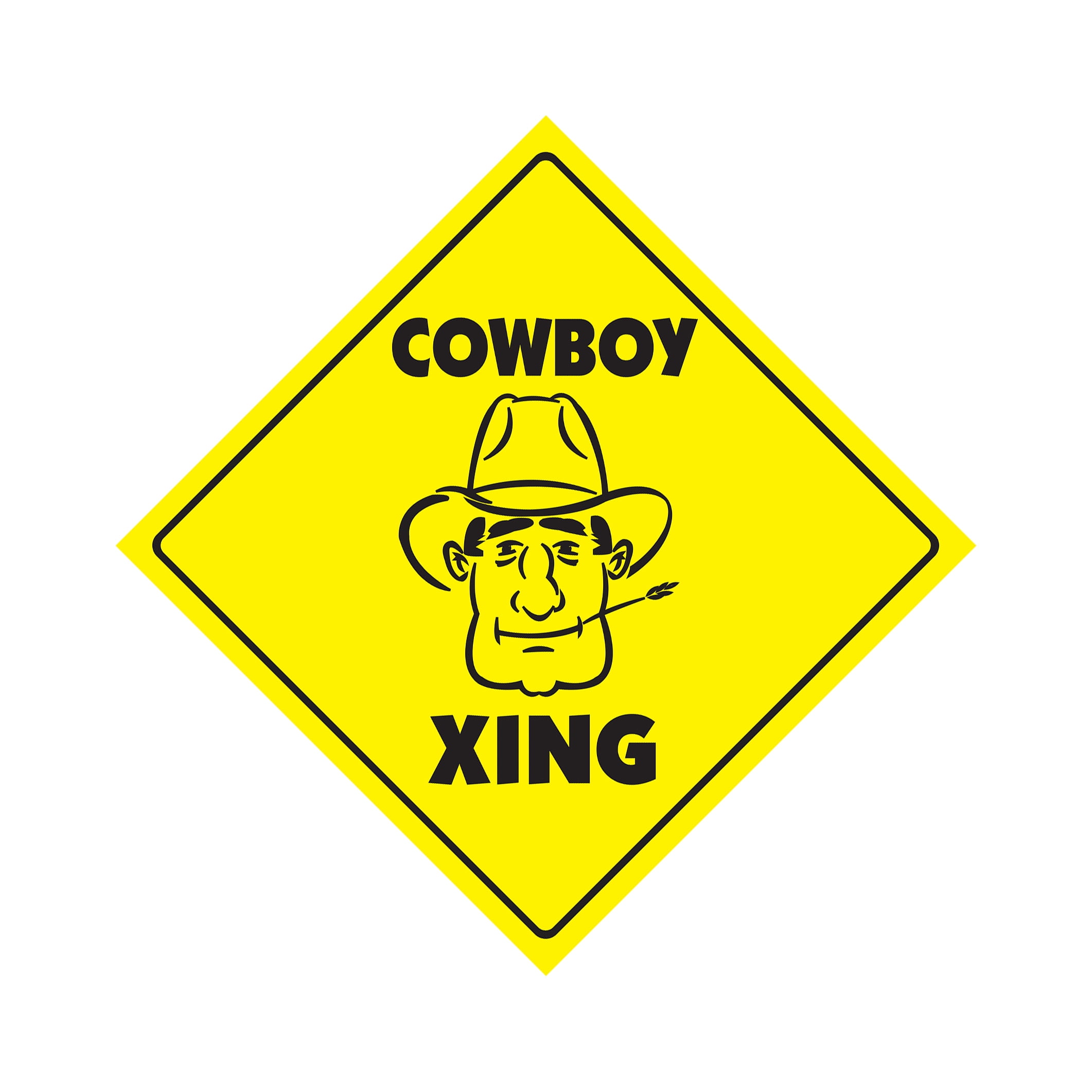 Cowboy Crossing Sign Zone Xing | Indoor/Outdoor | 20" Tall rancher hat ...