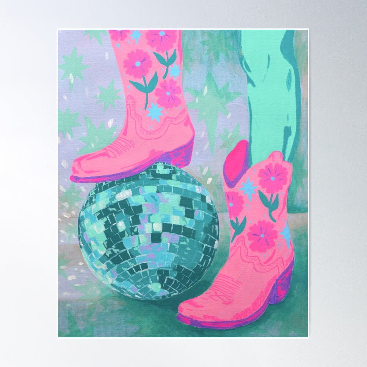 Cowboy Disco Party - Groovin' Boots Poster Wall Art, Modern Wall Decor ...