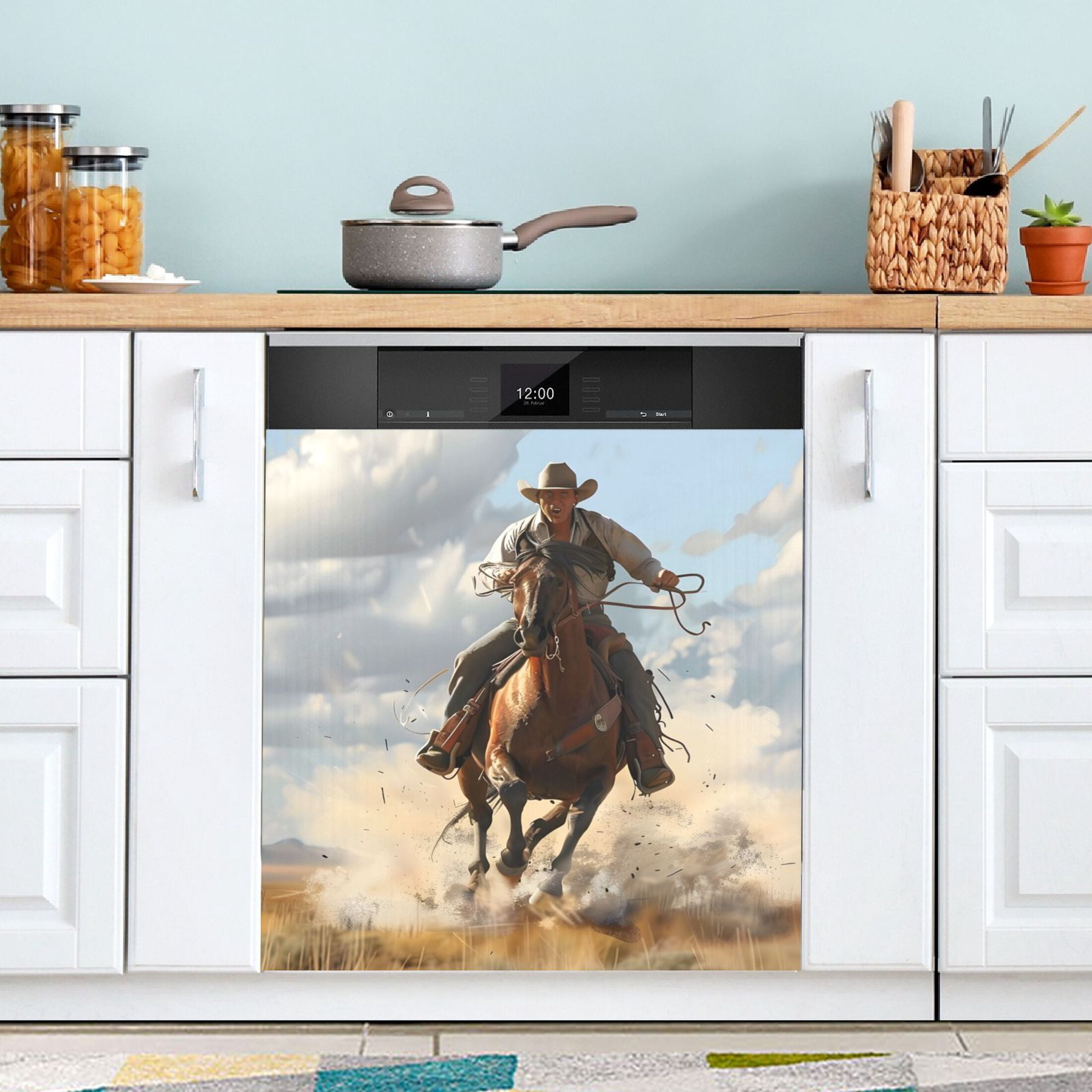 Cowboy Dishwasher Magnet Cover Reuseable Refrigerator Magnet Cover ...
