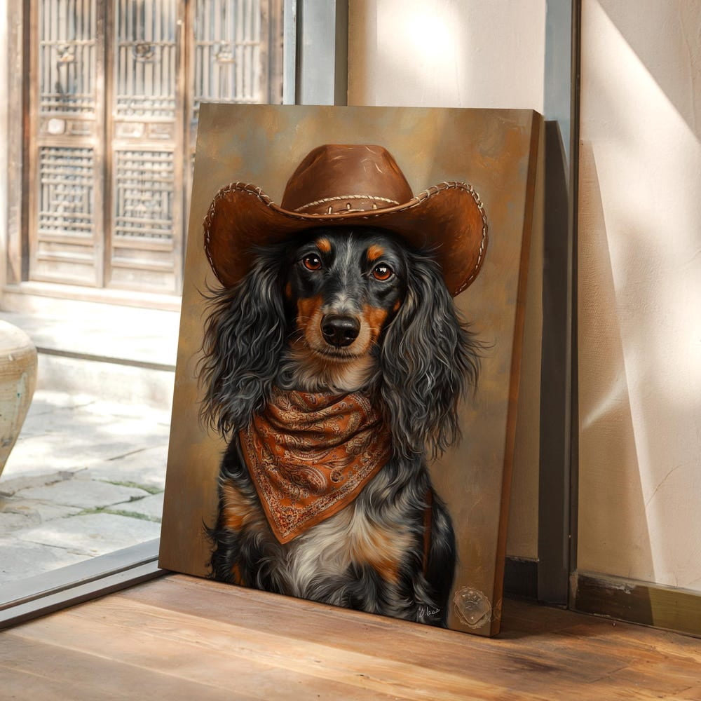 Cowboy Dog Wall Art Western Dachshund Poster Rustic Ranch Decor Country ...