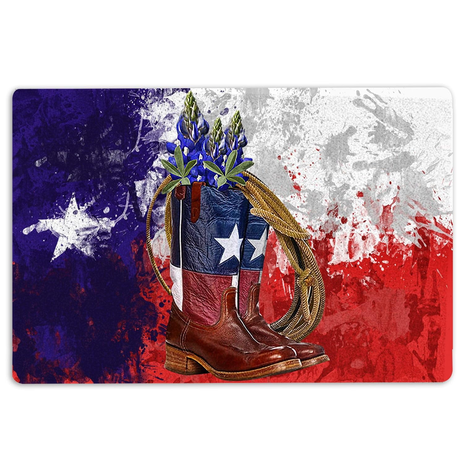 Cowboy Door Mat Texas Flag Cowboy Boots Welcome Home Bluebonnet Wild ...