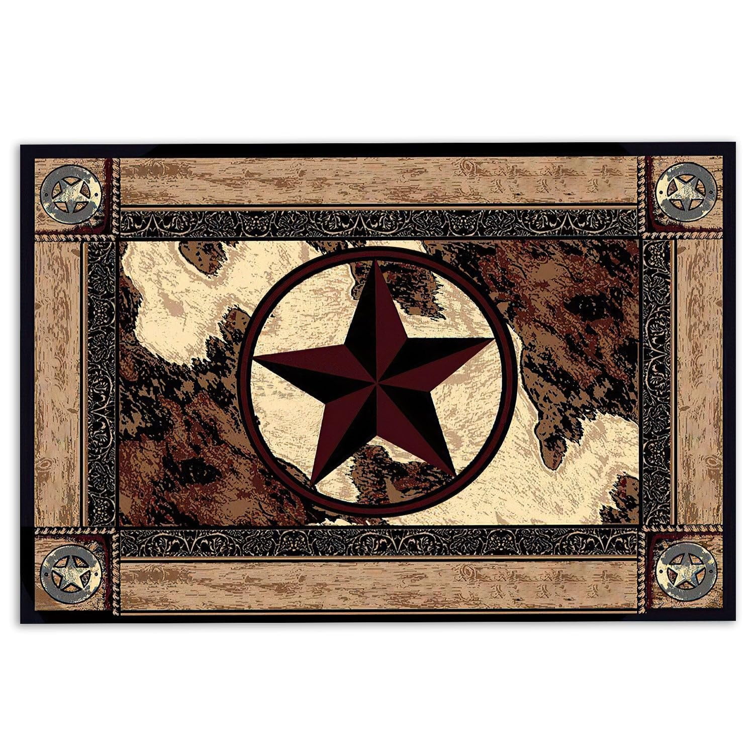 Cowboy Door Mat Vintage Brown Western Texas Star Cowboy Cowgirl Retro ...