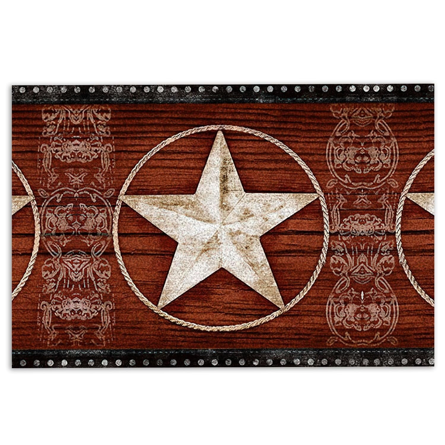 Cowboy Door Mat Vintage Texas Star Wooden Barn Pattern Western Cowboy ...
