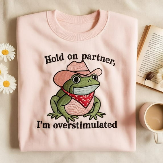 Cowboy Frog Embroidered Sweatshirt, Funny Meme Crewneck - Walmart.com