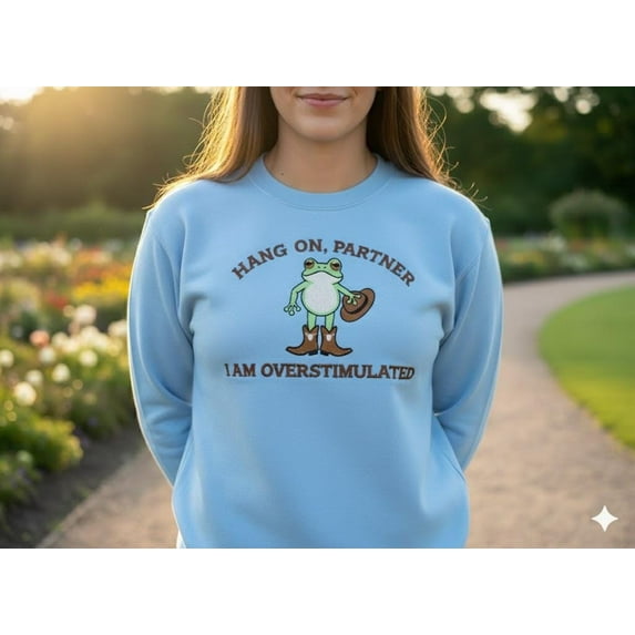 Cowboy Frog Embroidered Sweatshirt – Overstimulated Frog Shirt, Funny ...