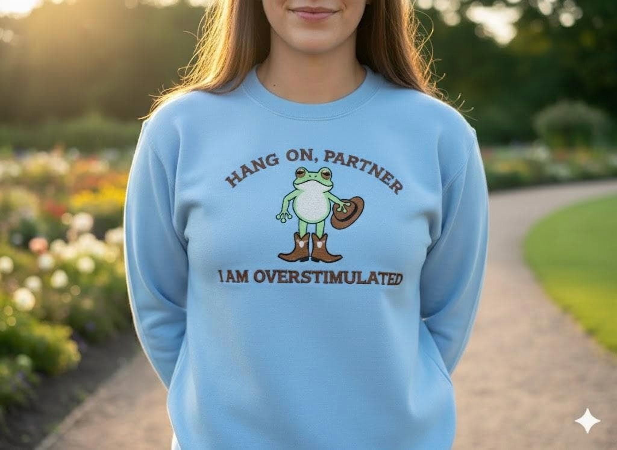 Cowboy Frog Embroidered Sweatshirt – Overstimulated Frog Shirt, Funny ...