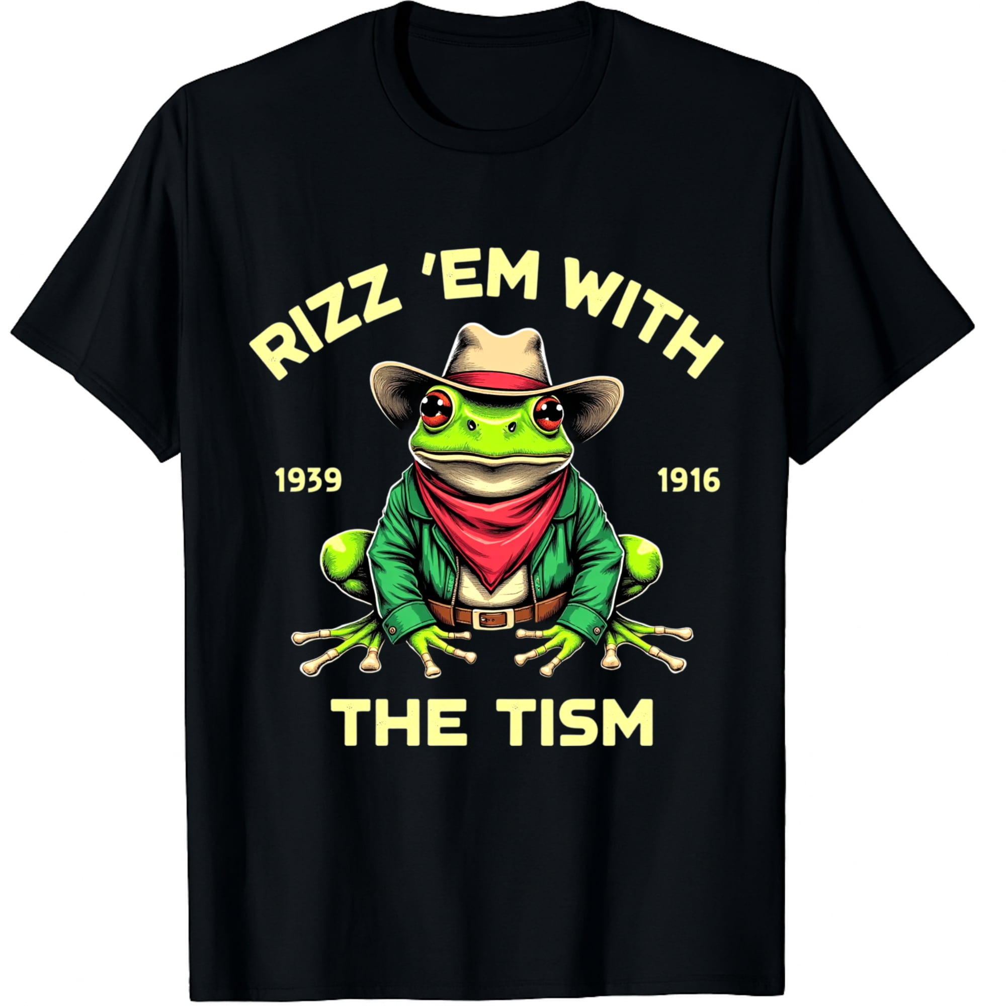 Cowboy Frog Funny Rizz Em With The Tism Meme Autistic Frog Graphic Crew ...