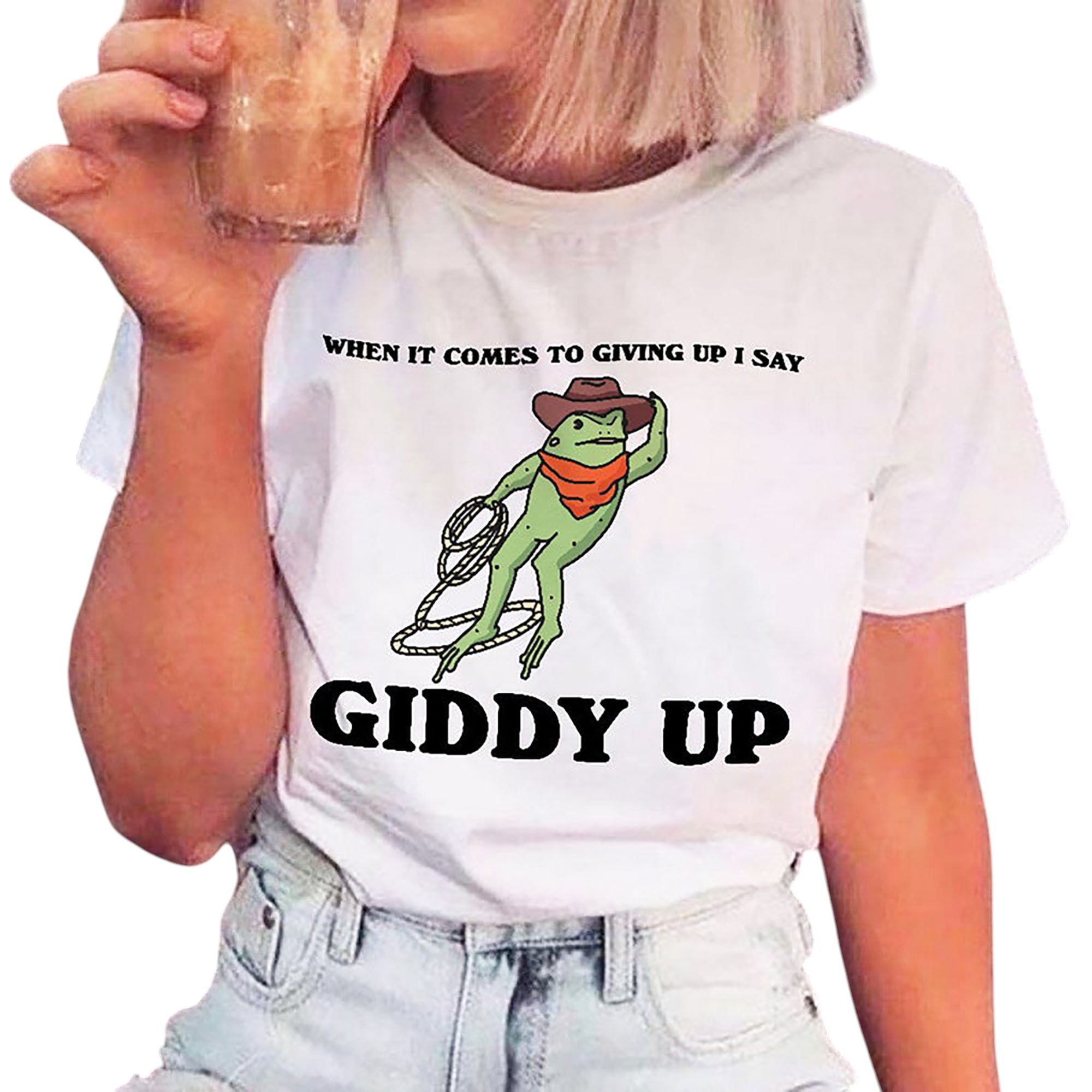 Cowboy Frog Giddy Up Retro Unisex Classic 2D T-Shirt - Vintage Western ...