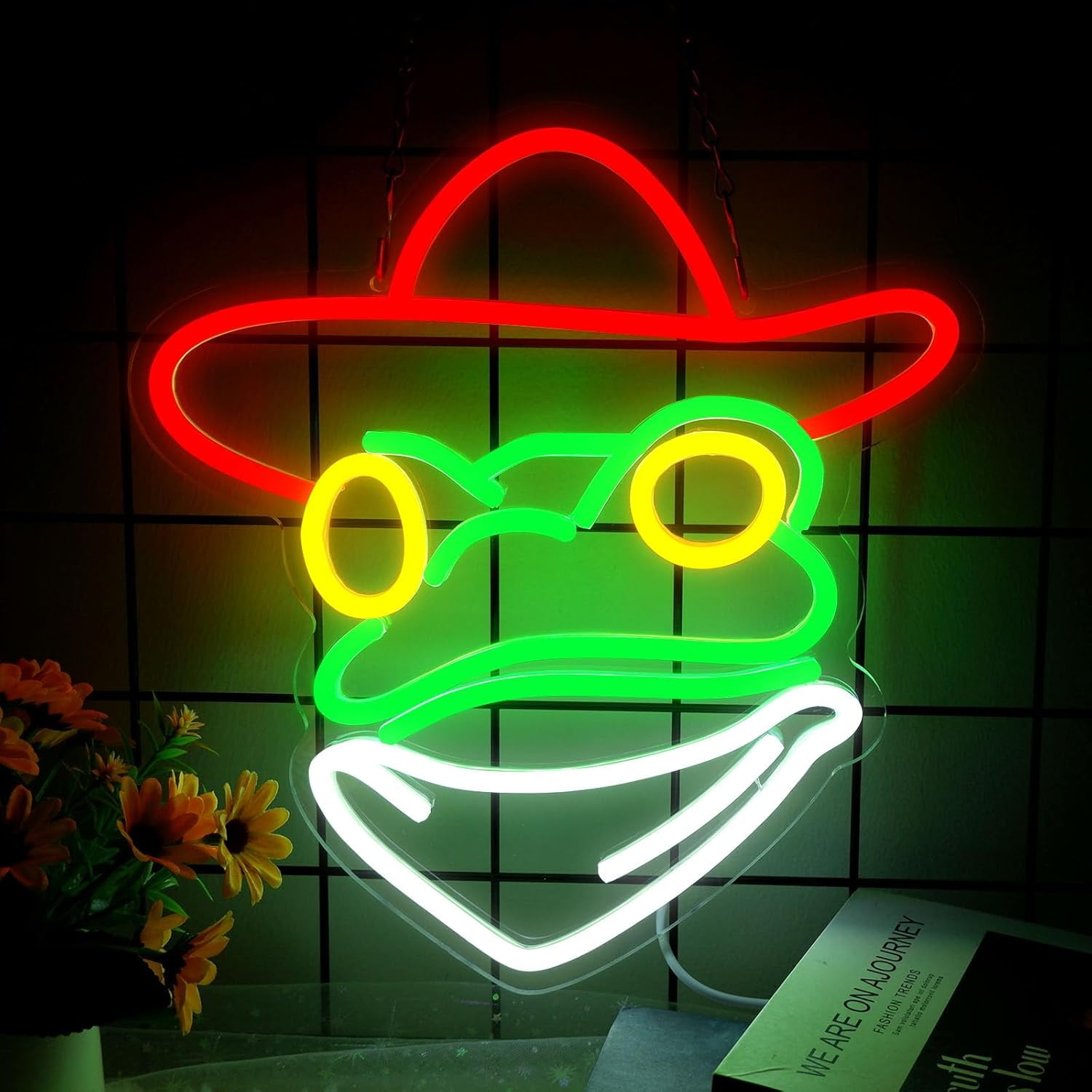 Cowboy Frog Neon Light, Dimmable LED Frog Light Sign for Wall Art Decor ...