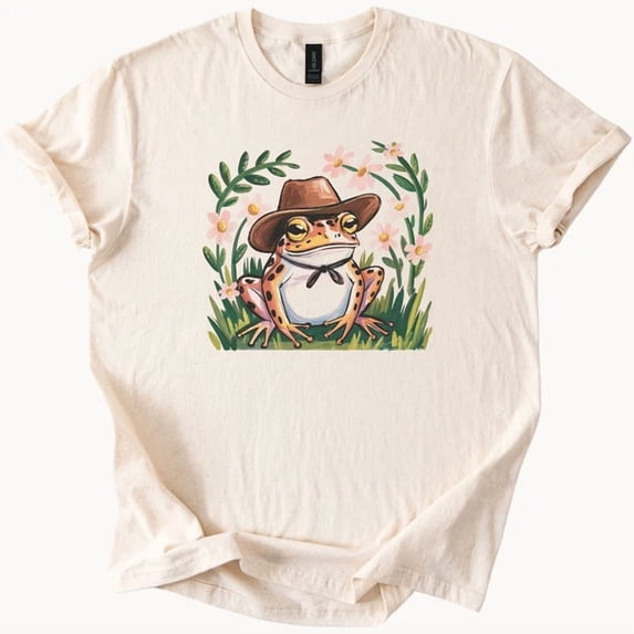 Cowboy Frog Shirt Western Toad Tee Cute Floral Nature Top - Walmart.com
