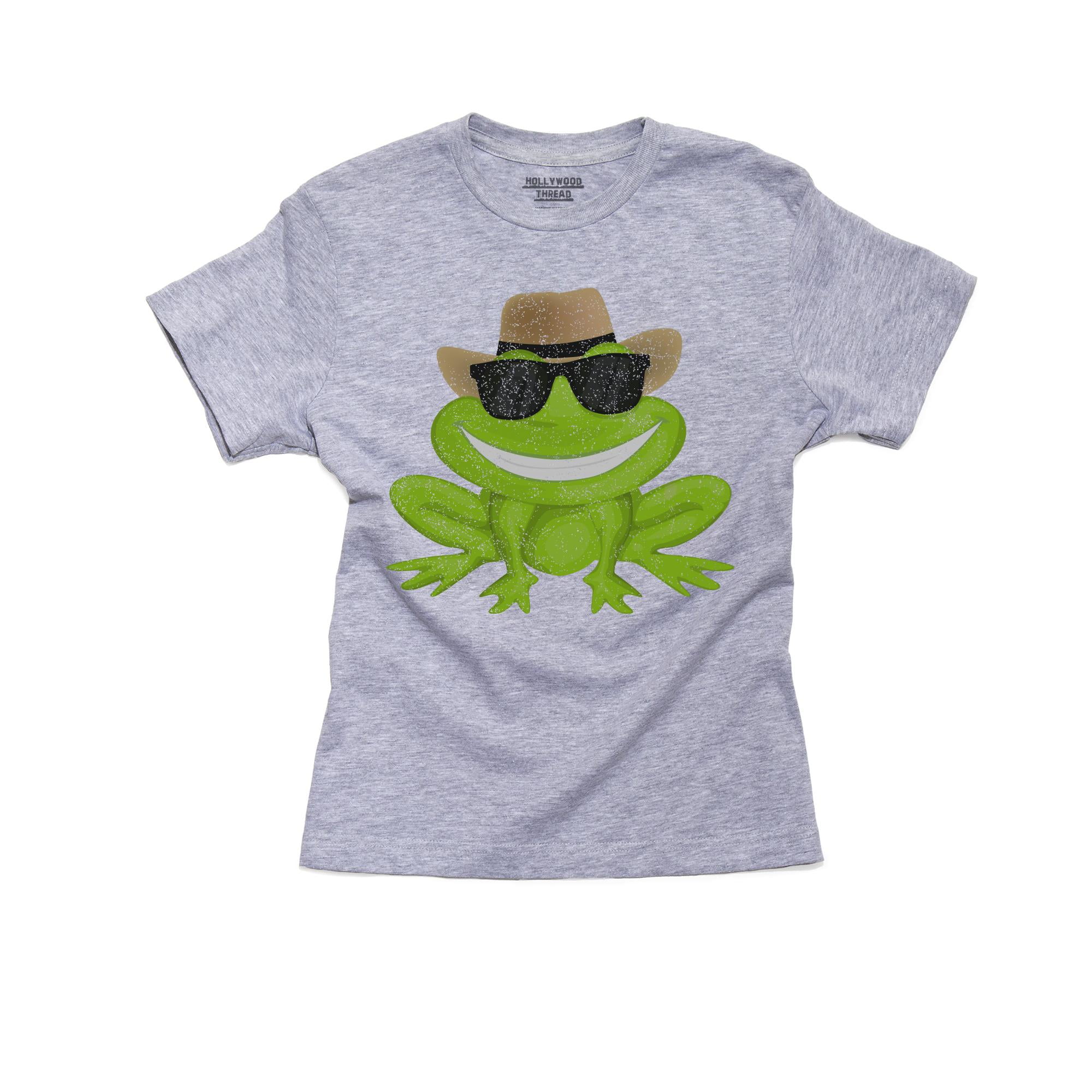 Cowboy Frog with Cool Sunglasses - Froggy Boy's Cotton Youth Grey T ...