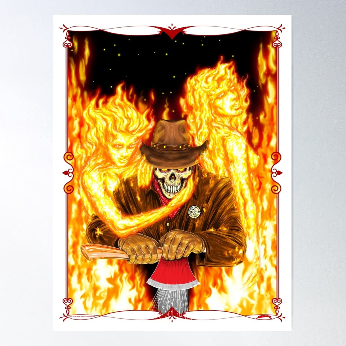 Cowboy From Hell With Axe Poster Wall Art, Modern Wall Decor For Living ...