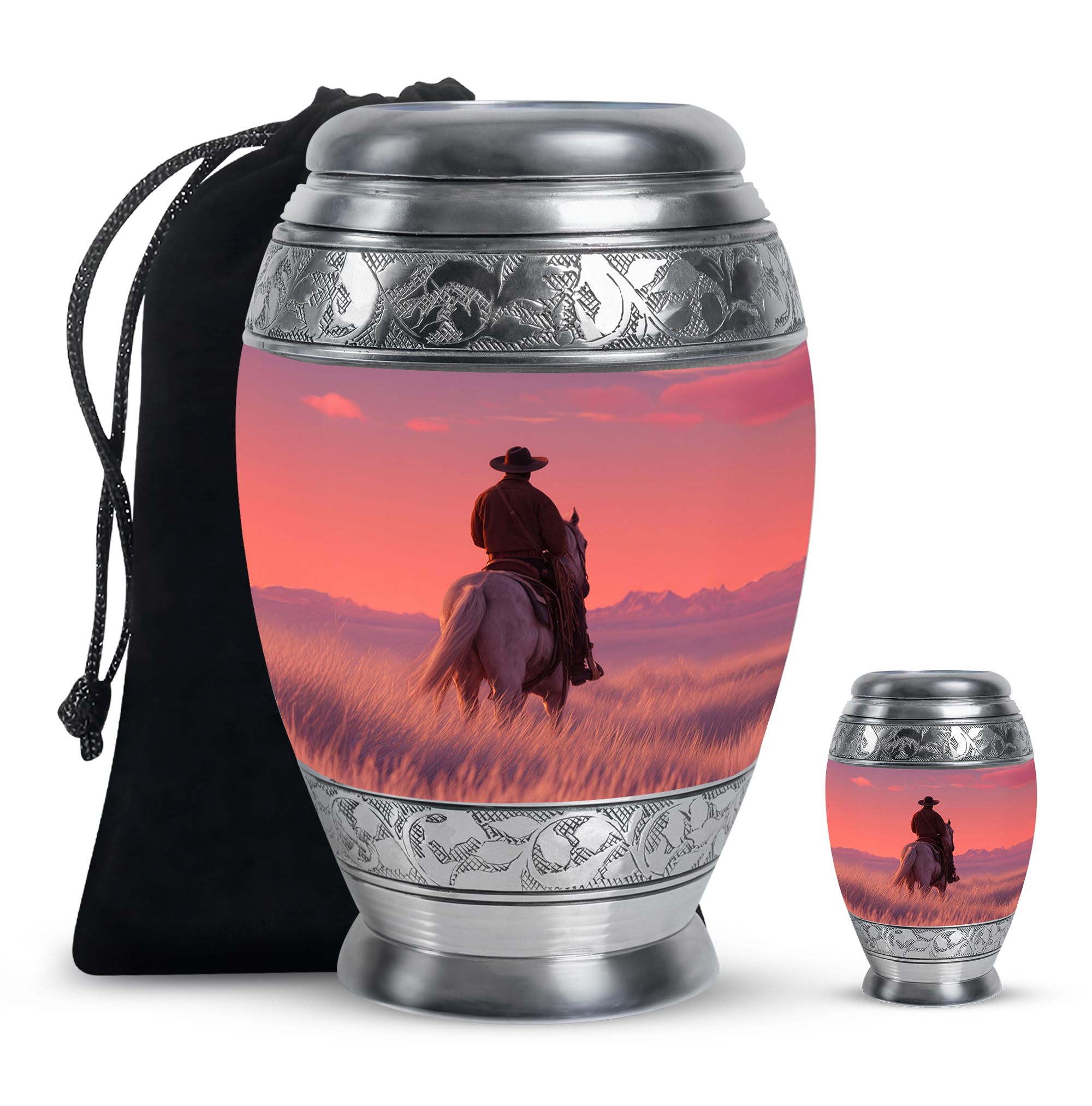 Cowboy Funeral Ashes Holder - Large Funeral Adult Urns For Ashes ...