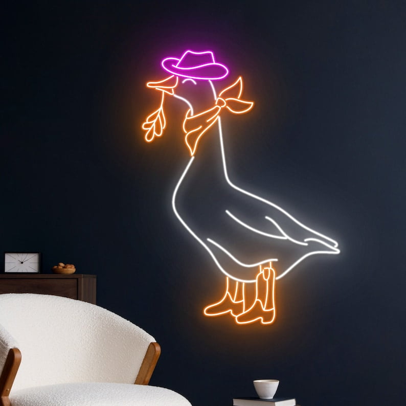 Cowboy Goose Neon Light, Goose Cowboy Led Light, Cowboy Boots Hat Goose ...