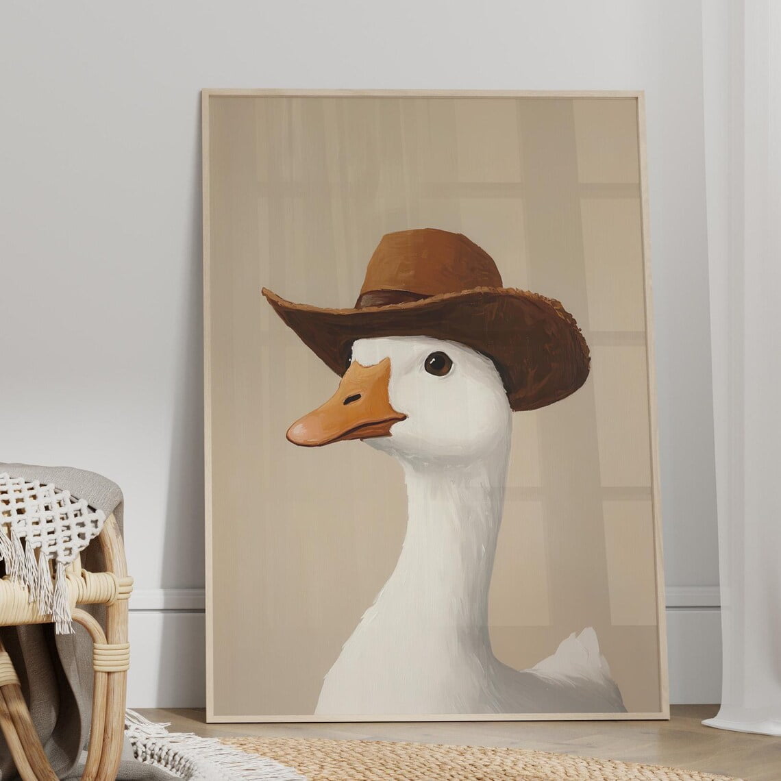 Cowboy Goose Poster Or Print, Cute Western Goose Nursery Wall Art, Farm ...