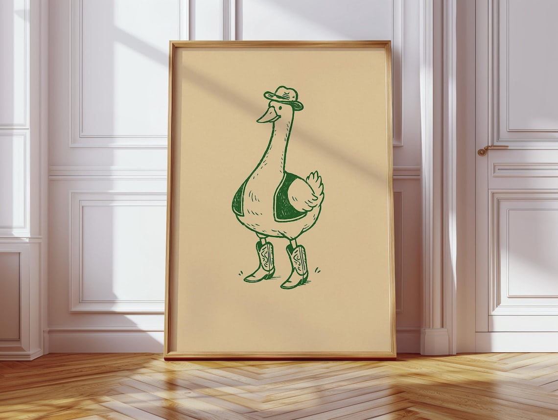 Cowboy Goose Wall Art Print – Funny Farmhouse Western Decor, Country ...