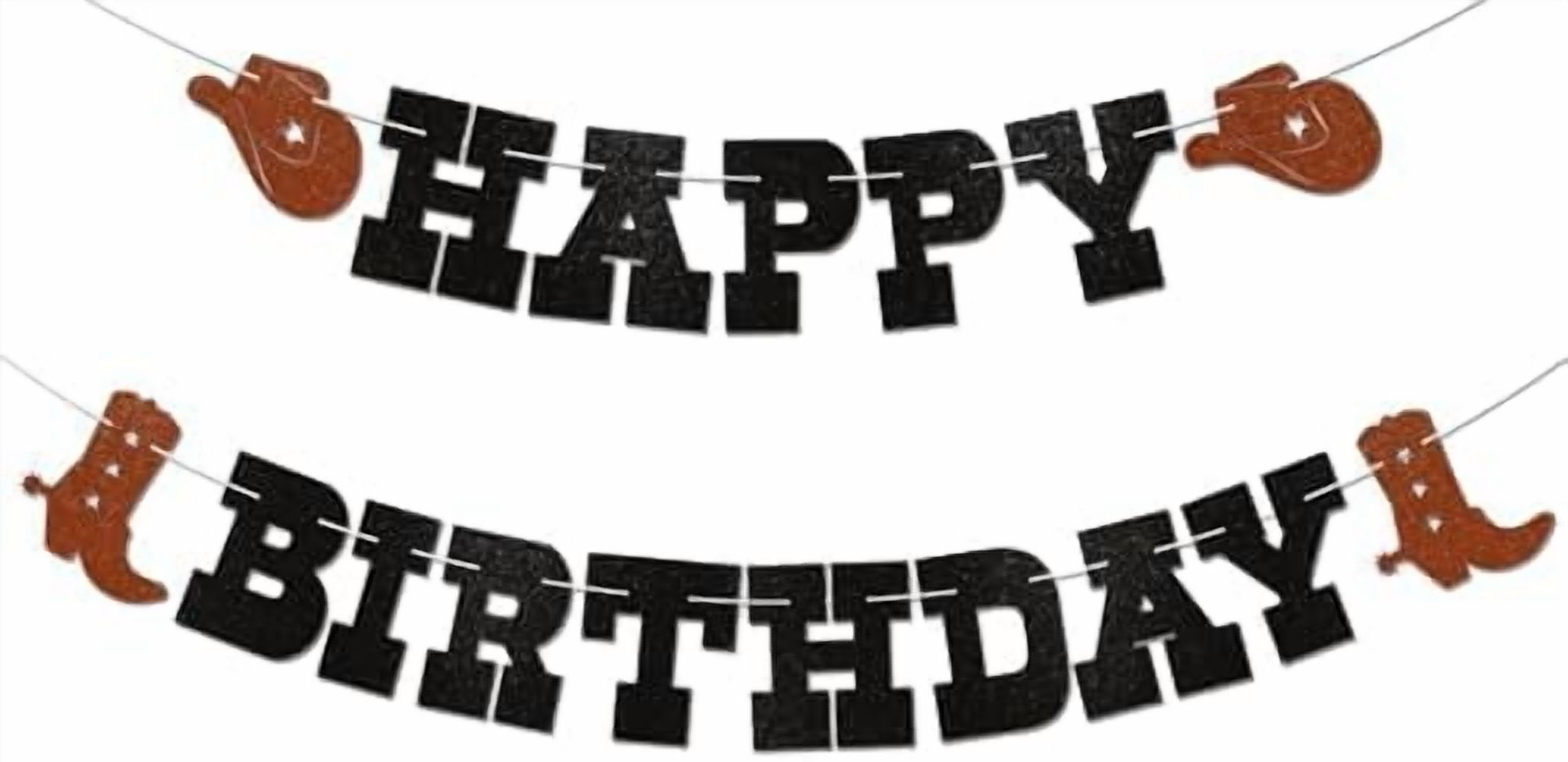 Cowboy Happy Birthday Banner - Western Birthday Party Sign for Cowboy ...