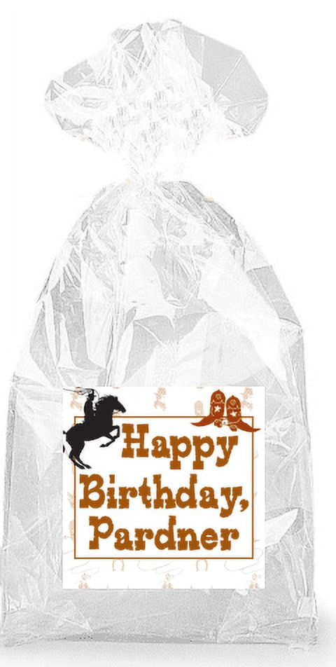 Cowboy Happy Birthday Pardner Party Favor Bags with Ties - 12pack ...