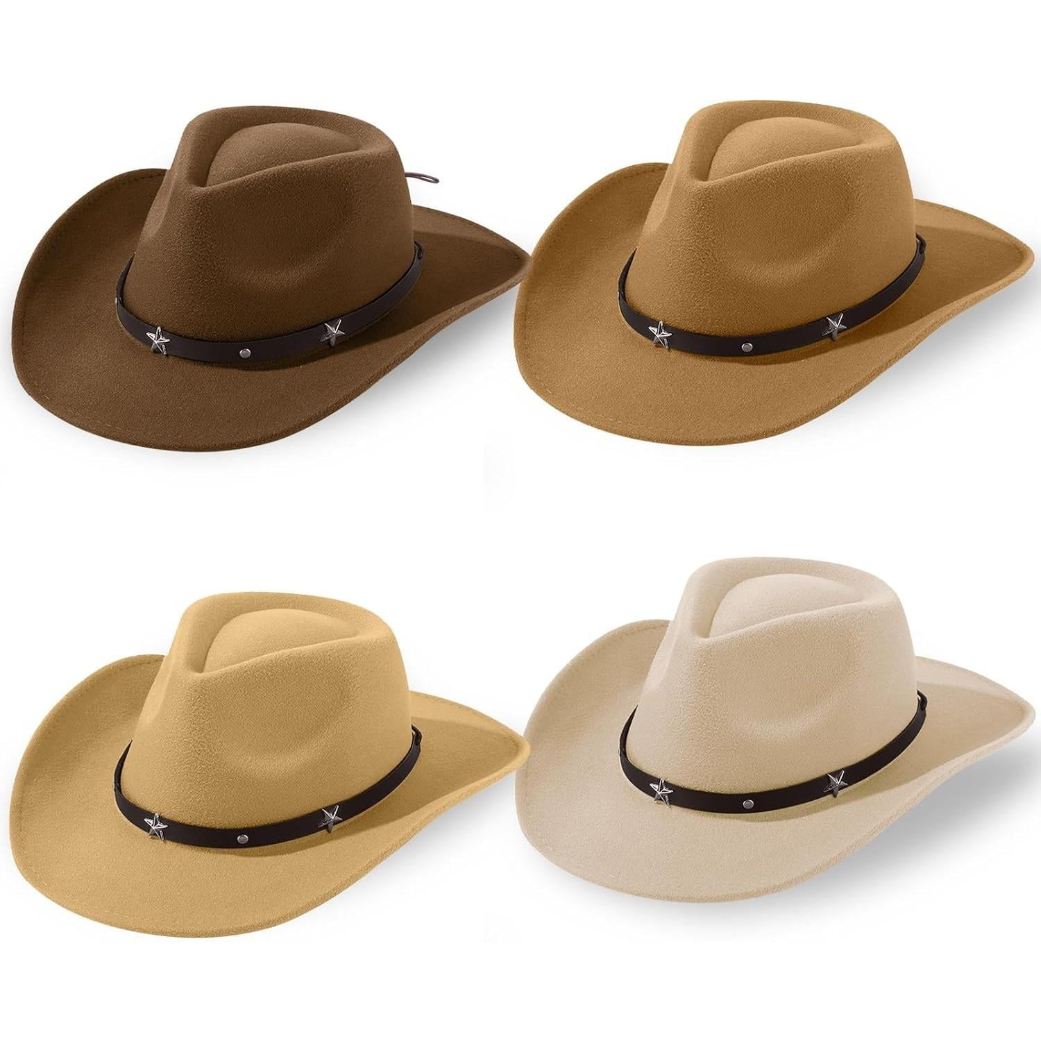 Cowboy Hat 4 Pcs Sun Hat Western Hat Outdoor Sun Protect Buckle Cap for ...