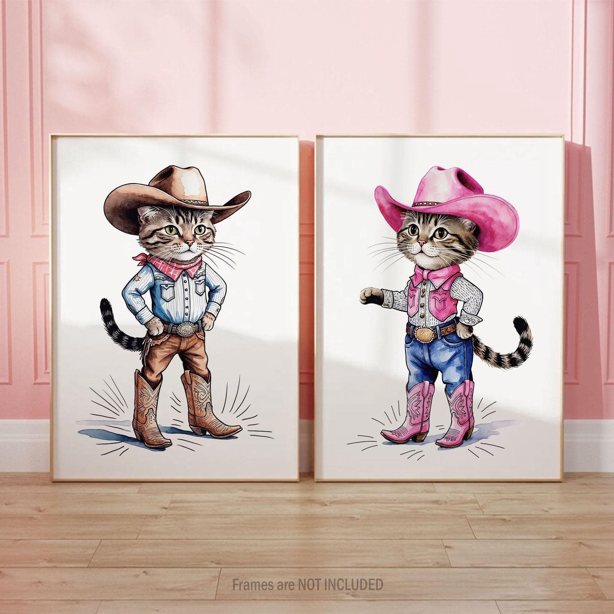 Cowboy Hat Boots Cat Prints Coastal Cowgirl Western Wall Art Vintage ...